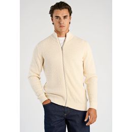 Strickjacke LINDBERGH "Cardigan Relaxed Fit", Herren, Gr. S, ecru, Obermaterial: 100% Baumwolle, Strickjacken Strickjacke