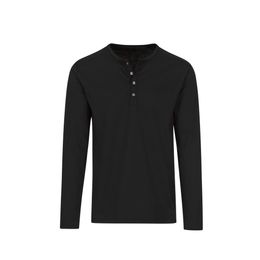 Longsleeve TRIGEMA "TRIGEMA Langarmshirt mit Knopfleiste", Herren, Gr. L, schwarz, 100% Baumwolle, Shirts