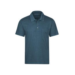 Poloshirt TRIGEMA "TRIGEMA Poloshirt aus Single-Jersey", Herren, Gr. M, blau (jeans, melange), Single Jersey, 100% Baumwolle, Basic, lang, ohne Ausschnitt, Shirts