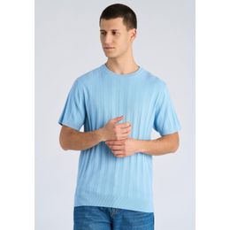 Kurzarmpullover Junk De Luxe "T-Shirt Relaxed Fit", Herren, Gr. L, lt blau, Obermaterial: 70% Viskose, 30% Nylon, Rundhals, Pullover