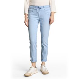 7/8-Hose Tom Tailor "Tapered", Damen, Gr. 38, L&auml;nge 28, kentucky blau, Web, Obermaterial: 92% Baumwolle, 5% Polyester, 3% Elasthan. Futter: 100% Baumwolle, 7/8-L&auml;nge, Hosen 7/8-Hose, mit Bindeband am B&uuml;ndchen
