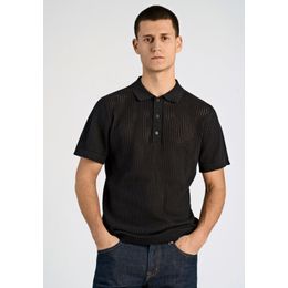 Poloshirt LINDBERGH "Poloshirt Relaxed Fit", Herren, Gr. L, schwarz, Obermaterial: 100% Baumwolle, l&auml;ssig geschnitten, Rundhals, Shirts