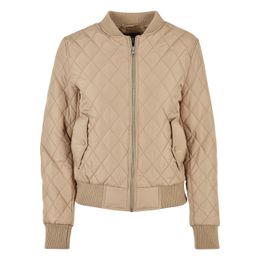 Langmantel Urban Classics "Urban Classics Damen Ladies Diamond Quilt Nylon Jacket", Damen, Gr. M, unionbeige, 100% Polyester, M&auml;ntel