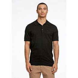 Poloshirt LINDBERGH "Poloshirt Slim Fit", Herren, Gr. L, schwarz, Obermaterial: 80% Viskose, 20% Nylon, schmal, V-Ausschnitt, Shirts