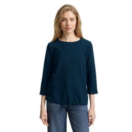 Tom Tailor Damen Langarmshirt "Loose"sky captain blau, Gr. M, unifarben, Single Jersey, Obermaterial: 75% Baumwolle, 20% Polyester, 5% Elasthan,