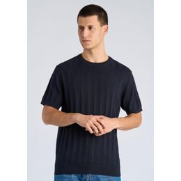 Kurzarmpullover Junk De Luxe "T-Shirt Relaxed Fit", Herren, Gr. M, navy, Obermaterial: 70% Viskose, 30% Nylon, Rundhals, Pullover