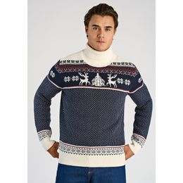 Rollkragenpullover LINDBERGH "Rollkragenpull Relaxed Fit", Herren, Gr. L, dk navy, Obermaterial: 50% Polyacryl, 50% Baumwolle, hoch geschlossener Ausschnitt, Pullover Rollkragenpullover