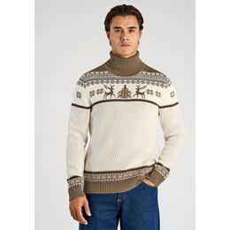 Rollkragenpullover LINDBERGH "Rollkragenpull Relaxed Fit", Herren, Gr. L, lt braun, Obermaterial: 50% Polyacryl, 50% Baumwolle, hoch geschlossener Ausschnitt, Pullover Rollkragenpullover