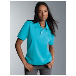 Poloshirt TRIGEMA "TRIGEMA Poloshirt DELUXE Piqu&eacute;", Damen, Gr. XXL, blau (azur), 100% Baumwolle, Basic, Shirts