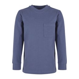Longsleeve Urban Classics "Urban Classics Herren Boys Heavy Oversized Pocket Longsleeve", M&auml;dchen, Gr. 146/152, vintageblau, 100% Baumwolle, unifarben, oversize, Rundhals, Shirts