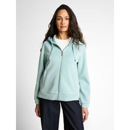 Kapuzensweatjacke Tom Tailor "Regular", Damen, Gr. M, blau hazel, Sweatware, Obermaterial: 51% Polyester, 42% Viskose, 7% Elasthan, unifarben, regular fit h&uuml;ftbedeckend, Rundhals, B&uuml;ndchen, Sweatjacken, mit Viskose und Stretch