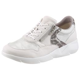 Waldl&auml;ufer Sneaker WALDL&Auml;UFER "K-FUNKY", Damen, Gr. 5 (38), wei&szlig;, silberfarben, Nappaleder, Nubukleder, Reptilienpr&auml;gung, unifarben mit Farbeinsatz, Schuhe Sneaker, Schn&uuml;rschuh, Komfortschuh mit seitlichem Rei&szlig;verschluss, K-Weite