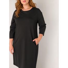 Etuikleid Base Level Curvy "Addy", Damen, Gr. 54 (56), N-Gr, schwarz, Rippware, Obermaterial: 65% Viskose, 30% Polyamid, 5% Elasthan, unifarben, Basic, k&ouml;rpernah kniebedeckend, Rundhals, Kleider Etuikleid, in formstabilem Viskosemix