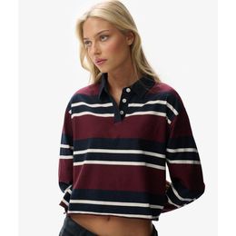 Superdry Damen Athletic Essentials Gestreiftes Rugby-oberteil in Cropped-l&auml;nge Red - Gr&ouml;&szlig;e: 36 2103026700144K7Y030