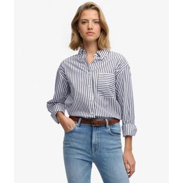 Superdry Damen Poplin Langarmhemd mit Lockerer Passform Navy - Gr&ouml;&szlig;e: 40 210282400043128S019