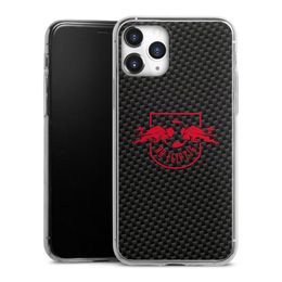 DeinDesign iPhone 11 Pro Handy Slim Case Silikon Handyh&uuml;lle transparent H&uuml;lle extra d&uuml;nn Carbon Official Licensed Product Rb Leipzig Silikon Slim Case