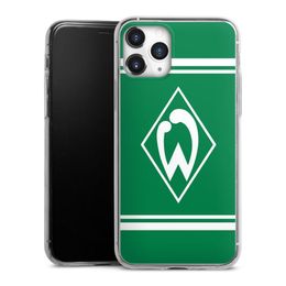 DeinDesign iPhone 11 Pro Handy Slim Case Silikon Handyh&uuml;lle transparent H&uuml;lle extra d&uuml;nn Official Licensed Product Logo Sv Werder Bremen Silikon Slim Case