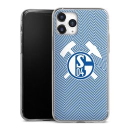 DeinDesign iPhone 11 Pro Handy Slim Case Silikon Handyh&uuml;lle transparent H&uuml;lle extra d&uuml;nn Stripes Fc Schalke 04 Bundesliga Silikon Slim Case