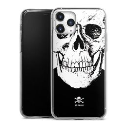DeinDesign iPhone 11 Pro Handy Slim Case Silikon Handyh&uuml;lle transparent H&uuml;lle extra d&uuml;nn Totenkopf Fc St. Pauli Official Licensed Product Silikon Slim Case