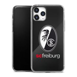 DeinDesign iPhone 11 Pro Handy Slim Case Silikon Handyh&uuml;lle transparent H&uuml;lle extra d&uuml;nn Sc Freiburg Lettering Logo Silikon Slim Case