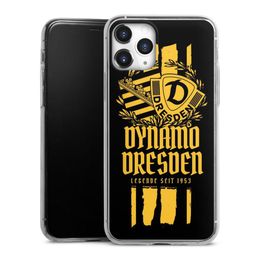 DeinDesign iPhone 11 Pro Handy Slim Case Silikon Handyh&uuml;lle transparent H&uuml;lle extra d&uuml;nn Sg Dynamo Dresden Statement Sgd Silikon Slim Case
