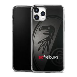 DeinDesign iPhone 11 Pro Handy Slim Case Silikon Handyh&uuml;lle transparent H&uuml;lle extra d&uuml;nn Sc Freiburg Official Licensed Product Metallic Look Silikon Slim Case