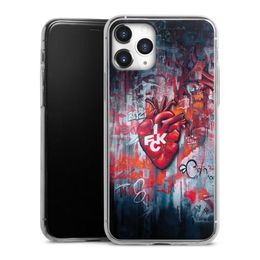 DeinDesign iPhone 11 Pro Handy Slim Case Silikon Handyh&uuml;lle transparent H&uuml;lle extra d&uuml;nn 1. Fc Kaiserslautern 1. Fck Heart Silikon Slim Case