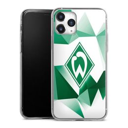 DeinDesign iPhone 11 Pro Handy Slim Case Silikon Handyh&uuml;lle transparent H&uuml;lle extra d&uuml;nn Tarnmuster Official Licensed Product Sv Werder Bremen Silikon Slim Case