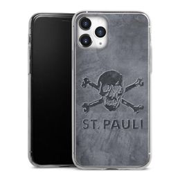 DeinDesign iPhone 11 Pro Handy Slim Case Silikon Handyh&uuml;lle transparent H&uuml;lle extra d&uuml;nn Logo Concrete Fc St. Pauli Silikon Slim Case