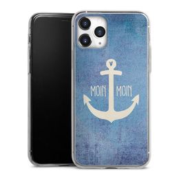 DeinDesign iPhone 11 Pro Handy Slim Case Silikon Handyh&uuml;lle transparent H&uuml;lle extra d&uuml;nn Anchor Blue Maritim Silikon Slim Case