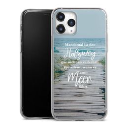 DeinDesign iPhone 11 Pro Handy Slim Case Silikon Handyh&uuml;lle transparent H&uuml;lle extra d&uuml;nn Statement Beach Spruch Silikon Slim Case