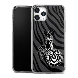 DeinDesign iPhone 11 Pro Handy Slim Case Silikon Handyh&uuml;lle transparent H&uuml;lle extra d&uuml;nn Msv Duisburg Muster Zebra Silikon Slim Case