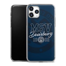 DeinDesign iPhone 11 Pro Handy Slim Case Silikon Handyh&uuml;lle transparent H&uuml;lle extra d&uuml;nn Msv Duisburg Merchandise Soccer Silikon Slim Case