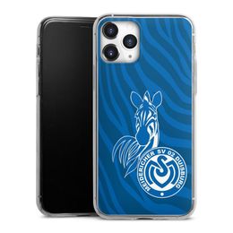 DeinDesign iPhone 11 Pro Handy Slim Case Silikon Handyh&uuml;lle transparent H&uuml;lle extra d&uuml;nn Msv Duisburg Merchandise Zebra Silikon Slim Case