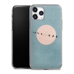 DeinDesign iPhone 11 Pro Handy Slim Case Silikon Handyh&uuml;lle transparent H&uuml;lle extra d&uuml;nn Bird Moon Turquoise Silikon Slim Case