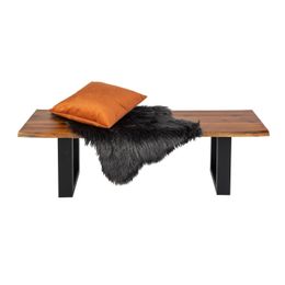 Sitzbank massive Baumkante 120 x 40 cm Akazie/cognac schwarz ESRA