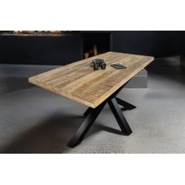 Esstisch 220x100cm Mangoholz gerade Kante Spider-Gestell schwarz RIO