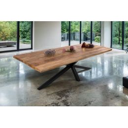 Esstisch Baumkante 240 x 100 cm Mangoholz Rough Spider-Gestell schwarz CALI