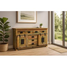 Sideboard Mangoholz massiv bunt Kommode 150 x 90 x 45 cm LIBRO