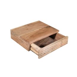 Wandregal Akazienholz massiv 30x25x8 cm Holzregal natur Wandkonsole LEONA