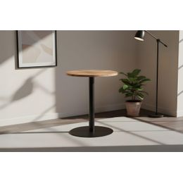 Bistrotisch rund 70 x 70 cm Akazienholz natur massiv S&auml;ulengestell-rund schwarz EMILIO