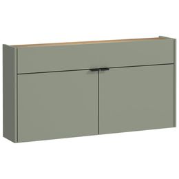 Schuhschrank GW-Ameca, Eiche, Pastellgr&uuml;n, Holzwerkstoff, 4 F&auml;cher, 1 Schublade(n) Schubladen, 110x57x22 cm, Typenauswahl, Beim&ouml;bel erh&auml;ltlich, h&auml;ngend, Garderobe, Schuhaufbewahrung, Schuhschr&auml;nke