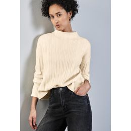 Strickpullover Street One, Damen, Gr. 40, beige (soft beige), Strick, Obermaterial: 33% Polyester, 31% Polyacryl, 24% Baumwolle, 12% Polyamid, Strukturmuster, unifarben, regular fit taillenbedeckt, Rippb&uuml;ndchen, Pullover Strickpullover, mit Rippstruktur