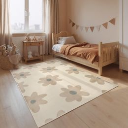Kinderteppich Hanse Home "Bloomy", creme multifarben, B:120cm H:10mm L:170cm, Polypropylen, Teppiche, Kinderteppich, Pflegeleicht, Weich, Kinderzimmer, Spielteppich, Spielunterlage