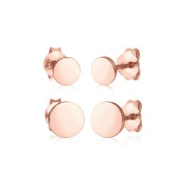 Ohrstecker-Set Elli "Ohrringe Disc Pl&auml;ttchen Kreis Basic 2er Set 925 Silber", rosa (rosegold), Ohrringe, Damen, ohne Stein, Silber 925 (Sterlingsilber), Ohrstecker-Set