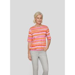 T-Shirt Rabe, Damen, Gr. 40, orange (mandarine), Obermaterial: 92% Baumwolle, 8% Elasthan, bedruckt, regular fit taillenbedeckt, U-Boot-Ausschnitt, gerader Abschluss, Shirts T-Shirt, mit Farbverlauf