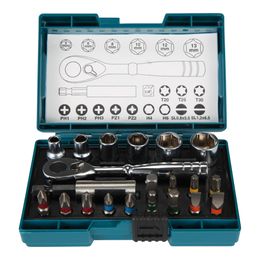 Makita Bit-Set 21-teilig inkl. Ratsche in Kunststoffbox B-54081)