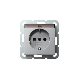 GIRA Schuko-Steckdose alu m.Schriftf.,System55 045726)