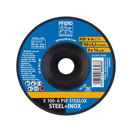 Pferd TOOLS Schruppscheibe E 100x6,3x16 mm Universallinie PSF STEELOX f&uuml;r Stahl/Edelstahl (62010720)