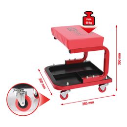 KS Tools Fahrbarer Werkstatthocker, L440xB360xH360mm (500.8020)